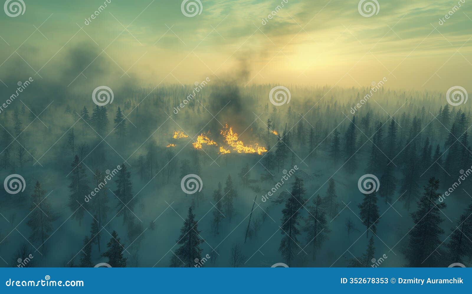 An Overhead Shot of a Wildfire Sweeping through a Thick Forest ...