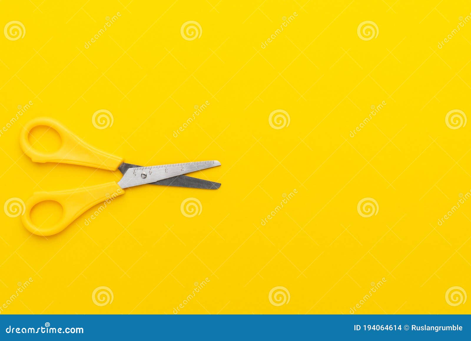Overhead Shot of Yellow Scissors on the Yellow Background with Copy ...