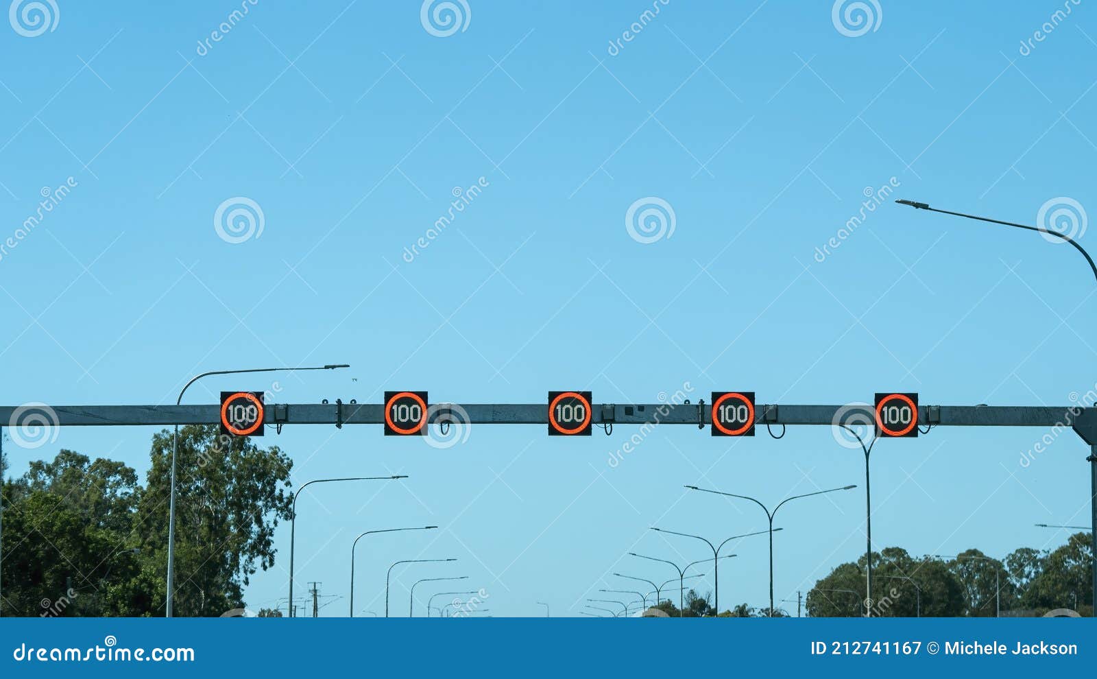 Overhead Speed Limit Signs stock image. Image of high - 212741167