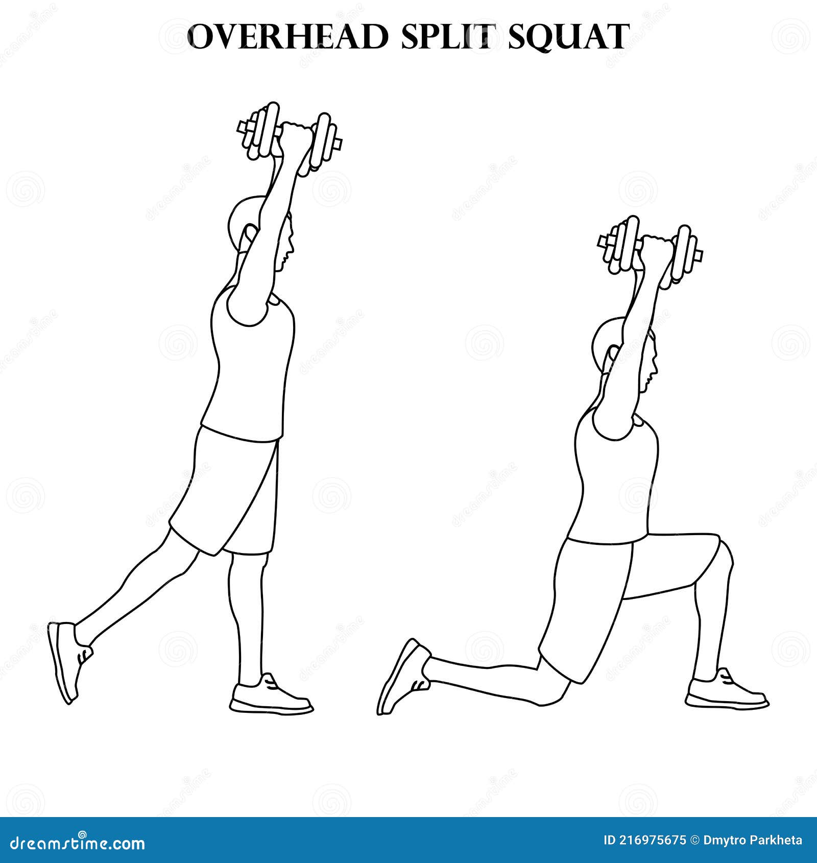 Overhead Split Squat Exercise Strength Workout Vector Illustration ...
