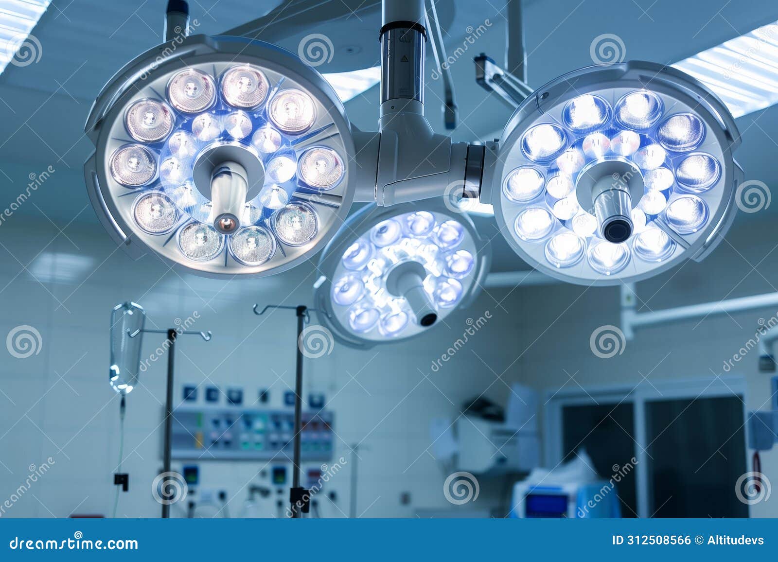 Overhead Surgical Lights on in Operation Room Stock Photo - Image of ...