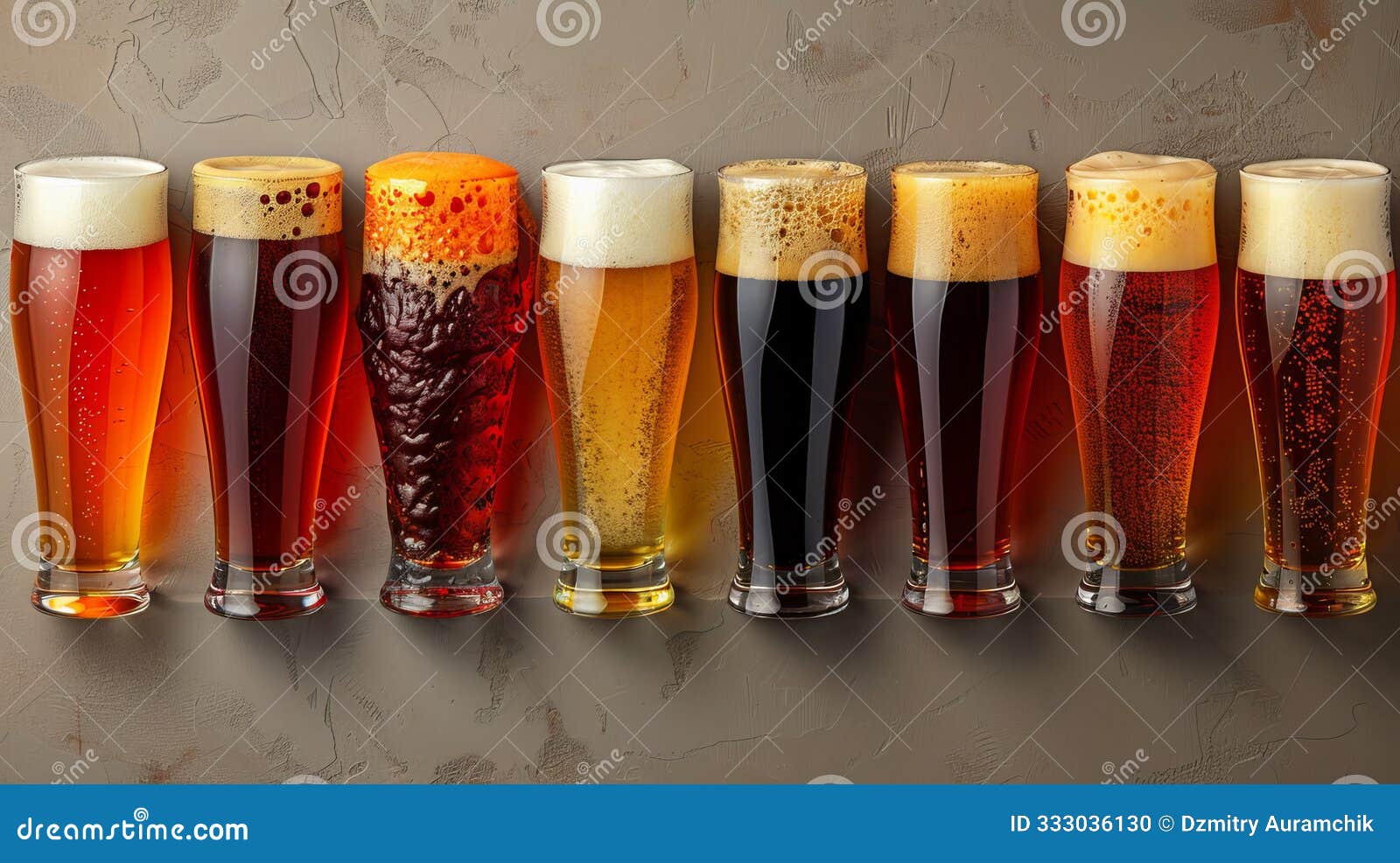 An Overhead Top-down View of a Collection of Different Beers, Ales, and ...