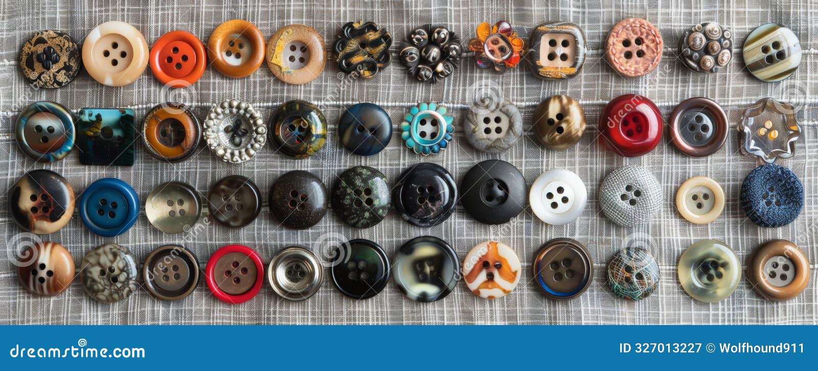 Overhead Top Down View of a Collection of Different Types of Buttons ...