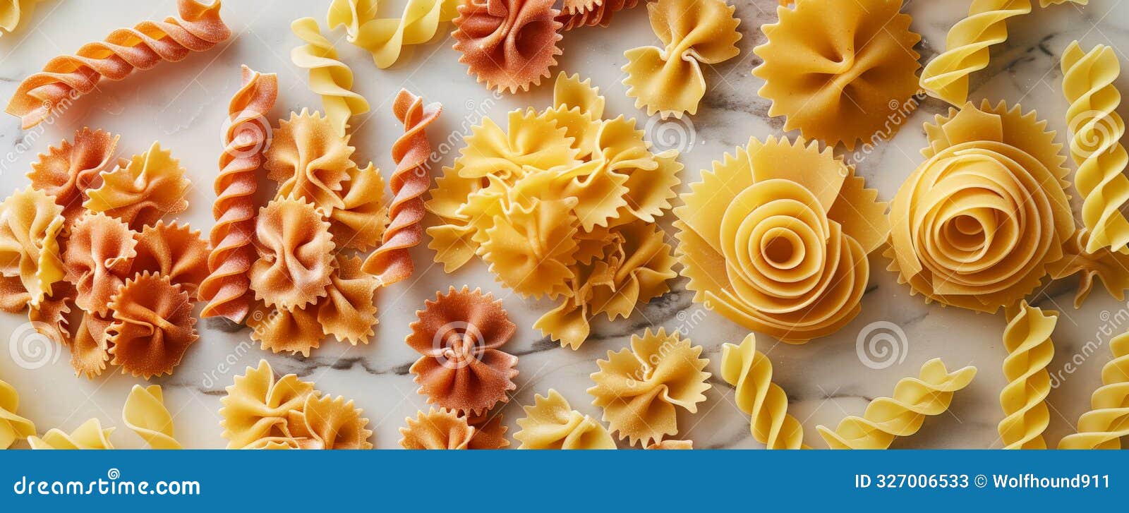 Overhead Top Down View of a Collection of Different Types of Pasta ...