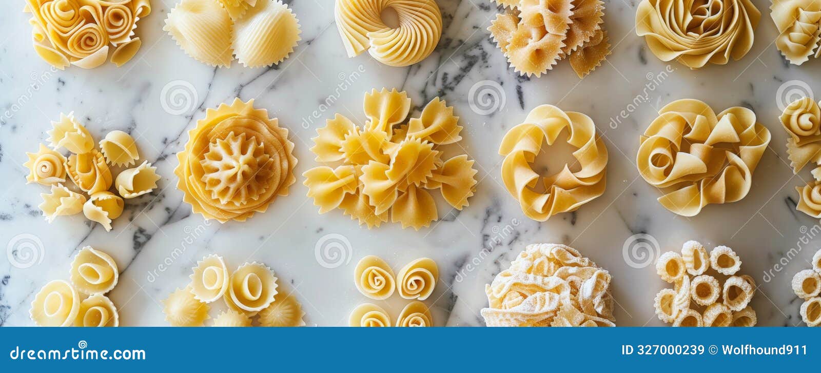 Overhead Top Down View of a Collection of Different Types of Pasta ...