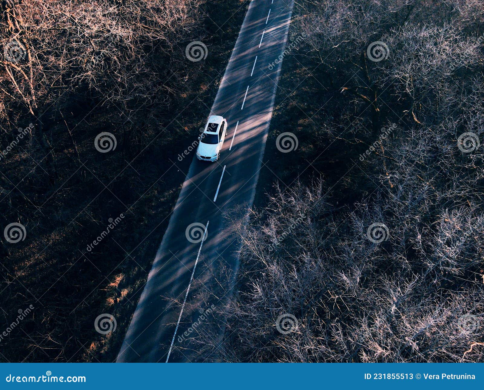 Overhead Top View of the Car Going by Highway Stock Image - Image of ...