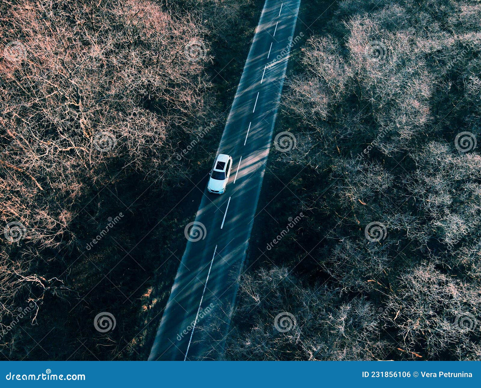 Overhead Top View of the Car Going by Highway Stock Photo - Image of ...