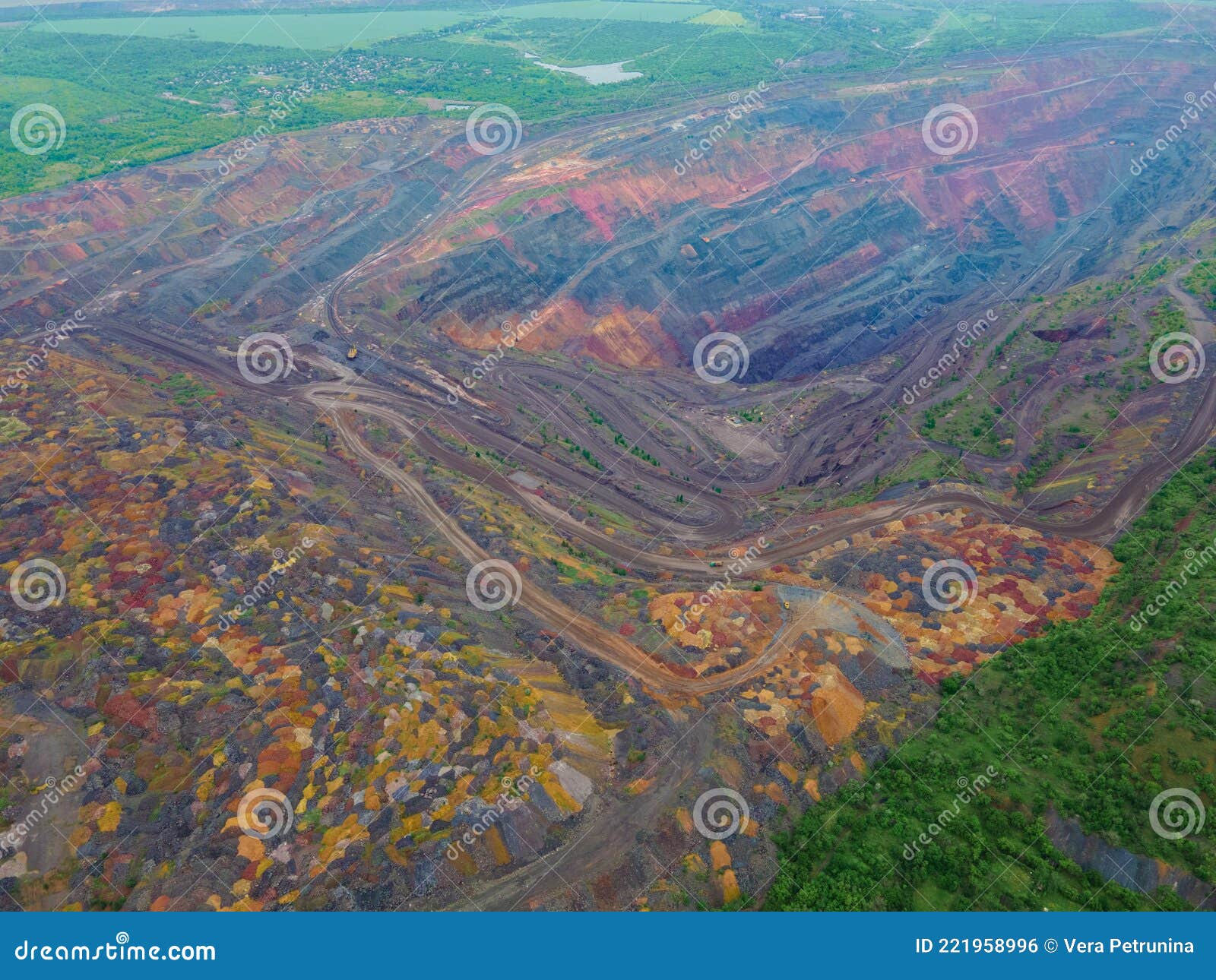 Overhead Top View of Ore Mine Stock Photo - Image of truck, production ...