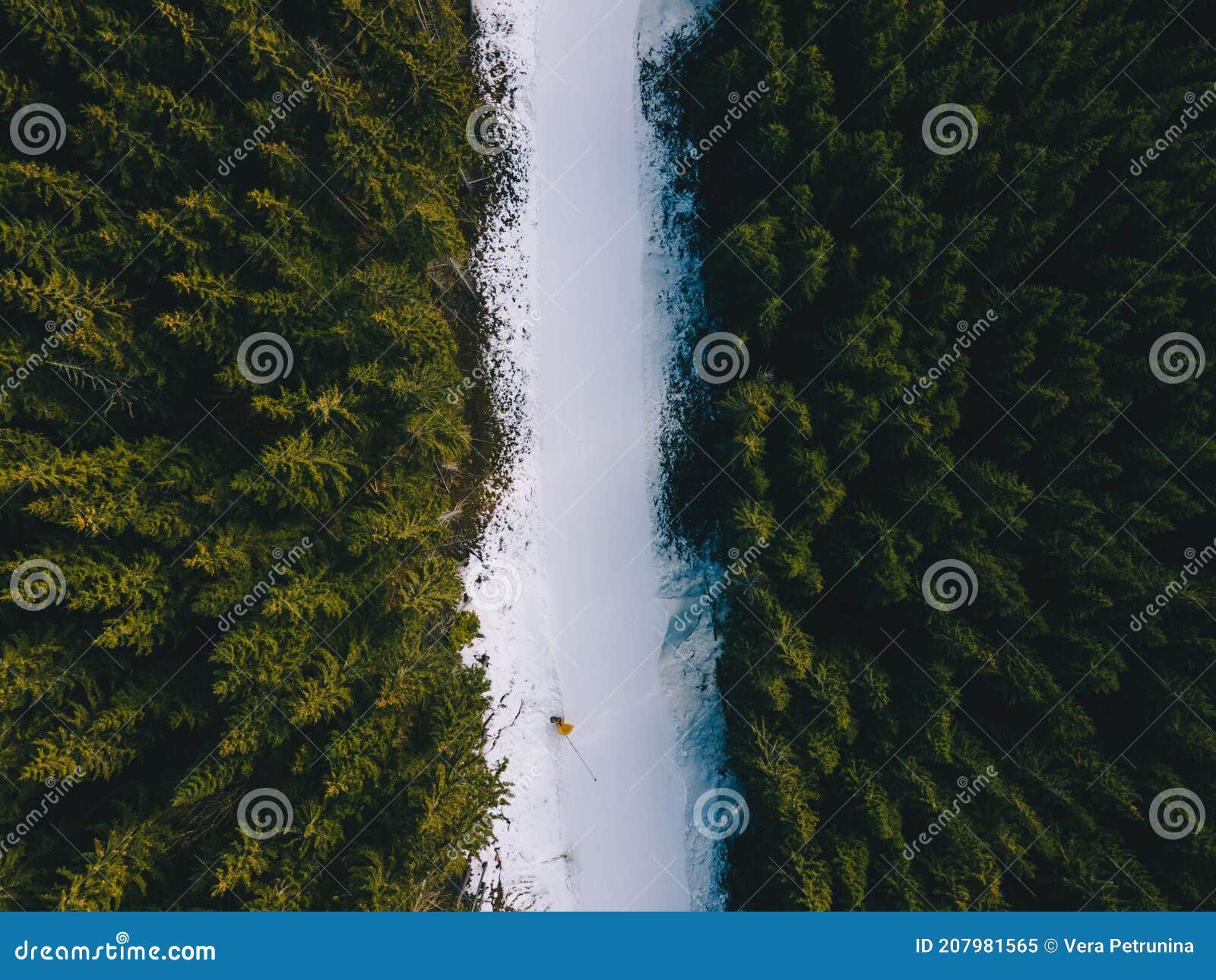 Overhead Top View of Snowed Ski Slope Stock Image - Image of mountains ...