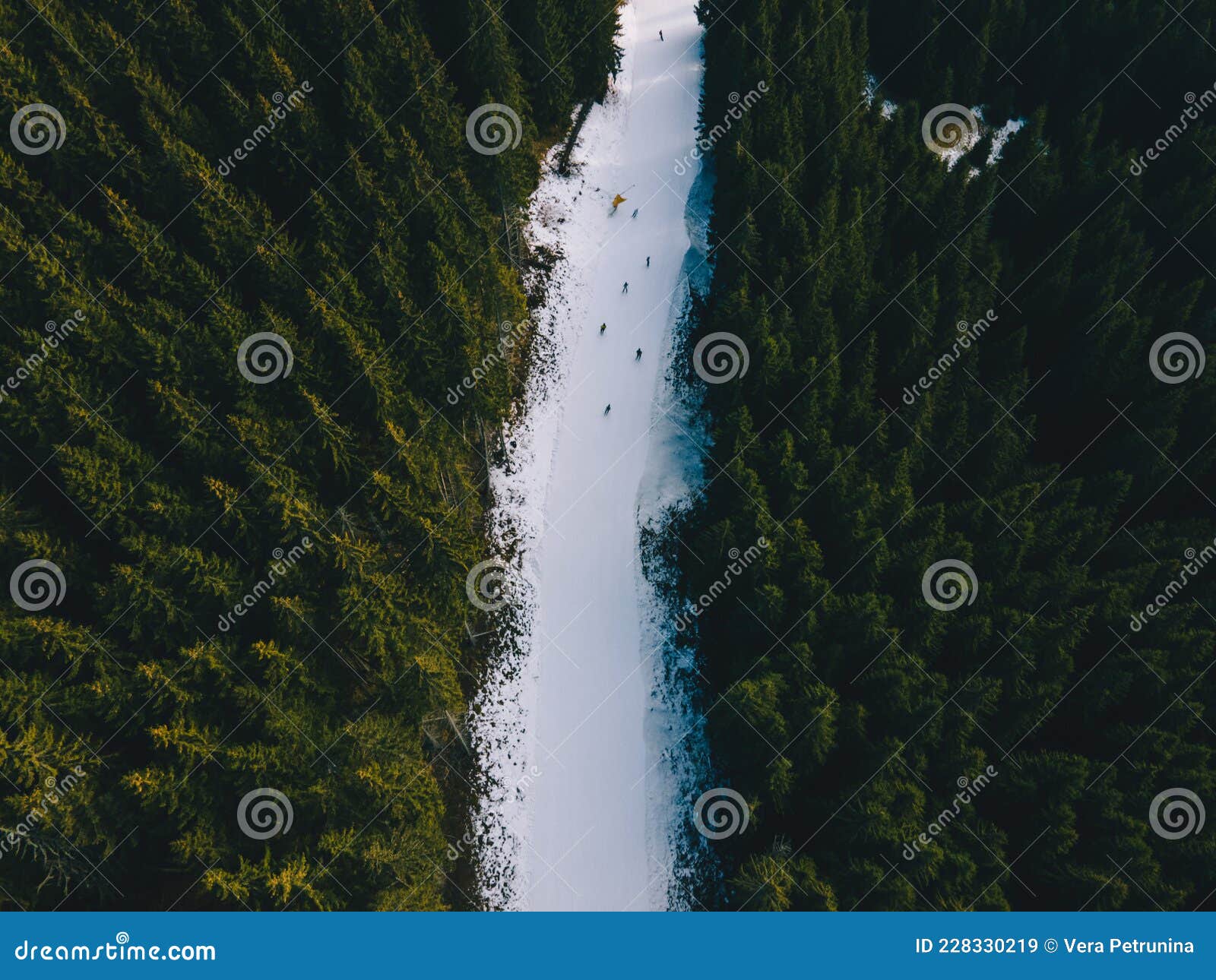 Overhead Top View of Snowed Ski Slope Stock Image - Image of nature ...