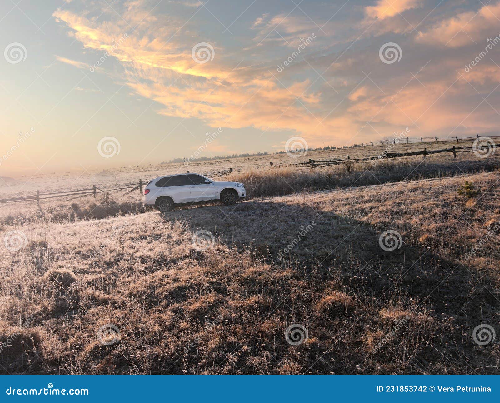 Overhead Top View of the Suv Car Going by Trail Road Stock Photo ...