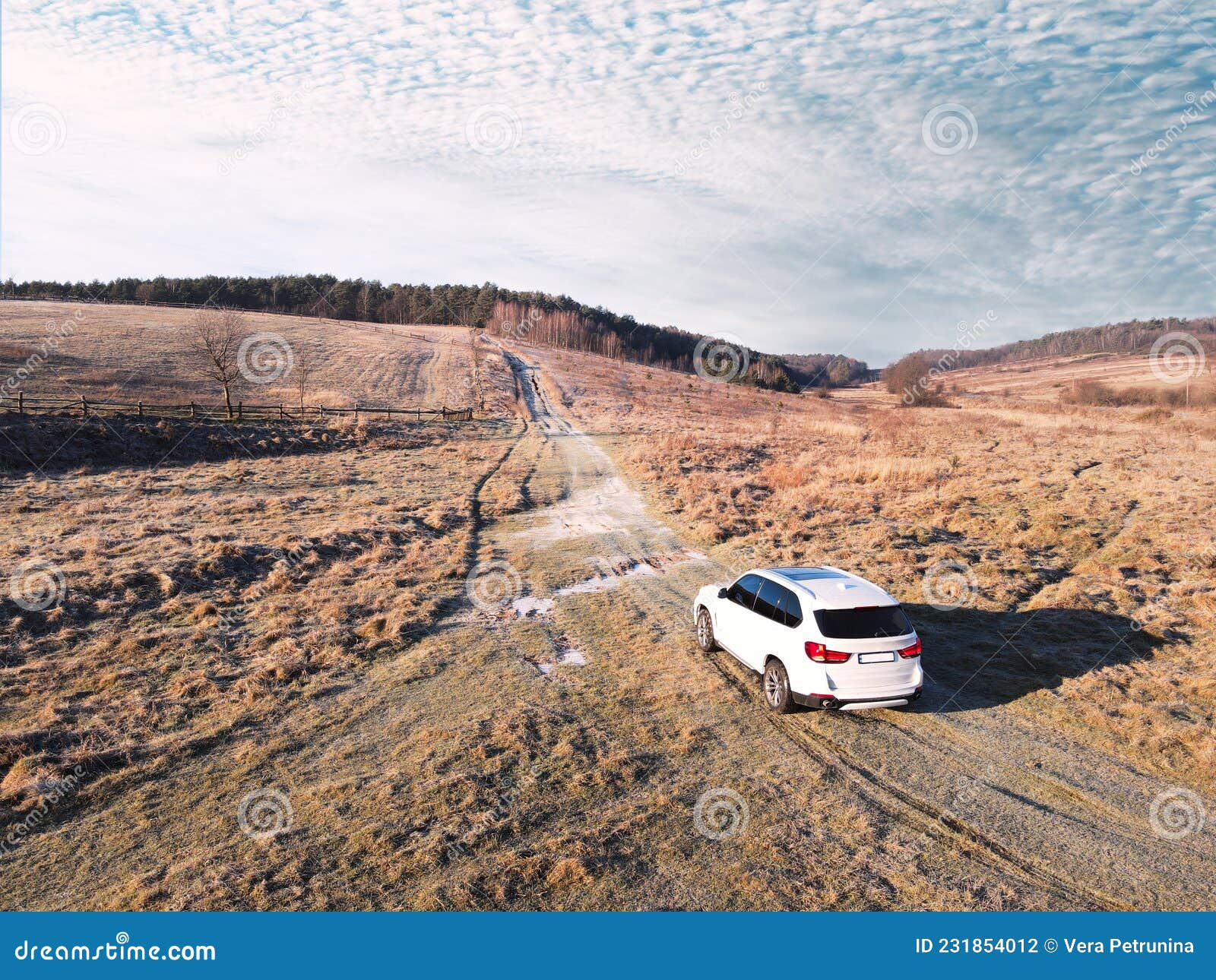 Overhead Top View of the Suv Car Going by Trail Road Stock Photo ...