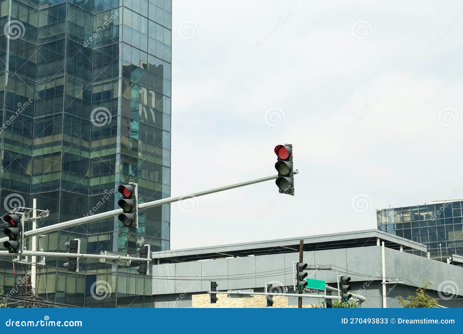 Overhead Traffic Lights in City. Road Rules Stock Image - Image of ...