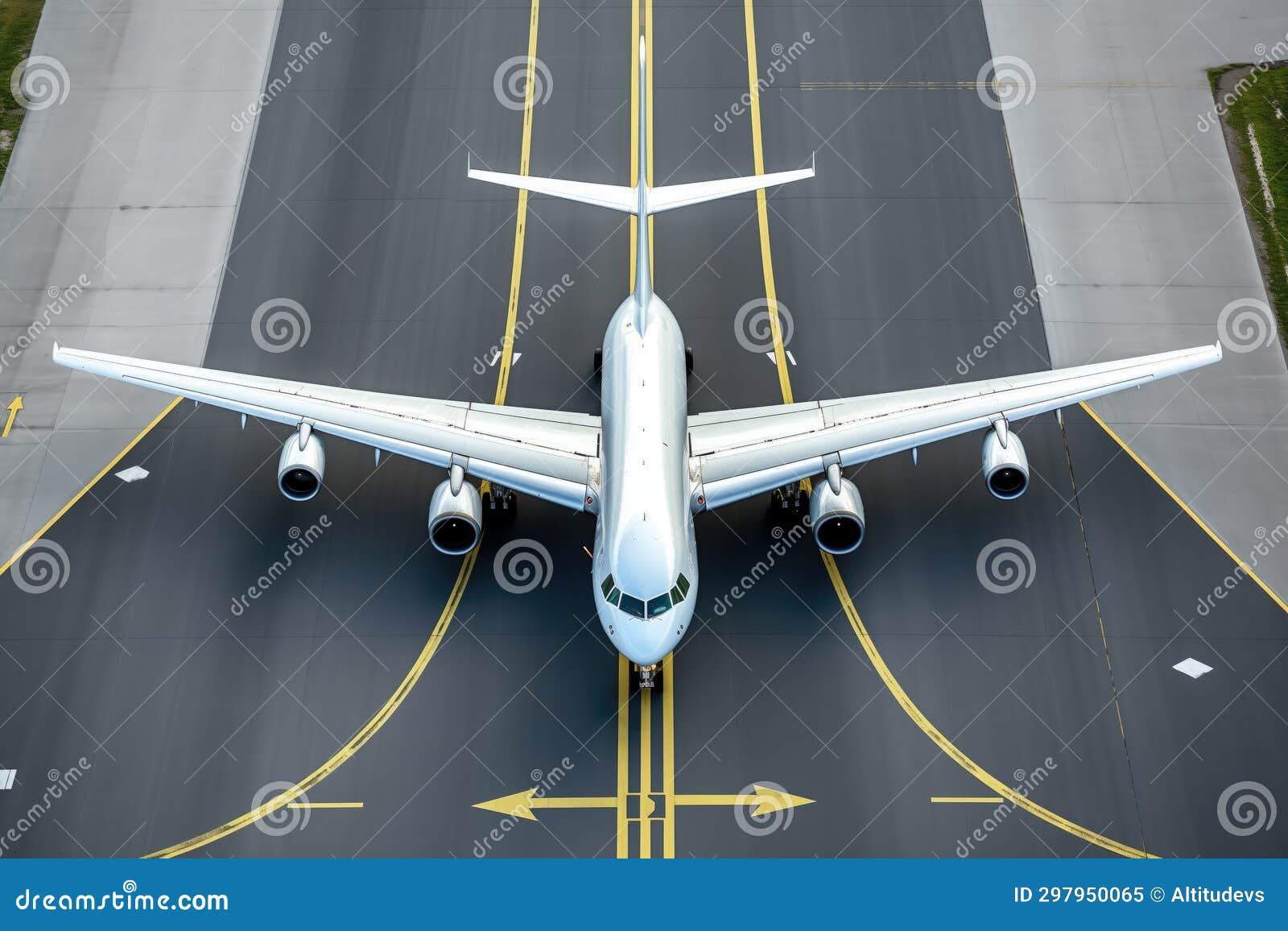 Overhead View of an Airplane on the Runway Stock Illustration ...