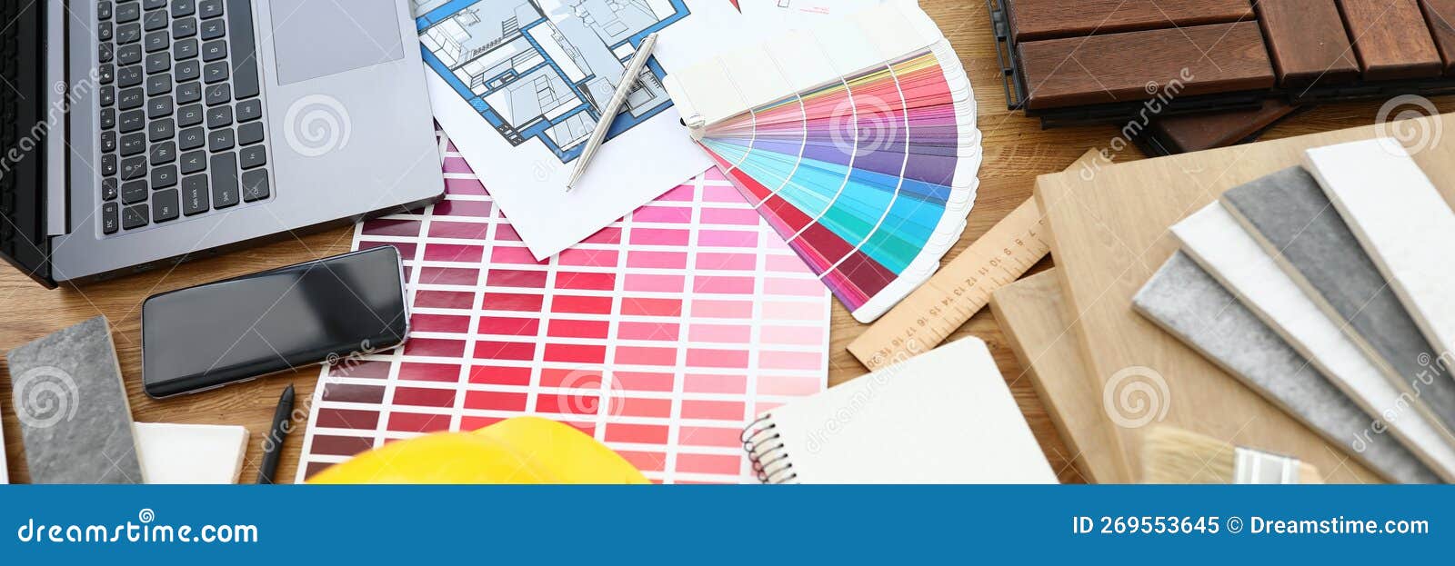 Overhead View of Architect Workplace Drawing Floor Plan of Modern House ...