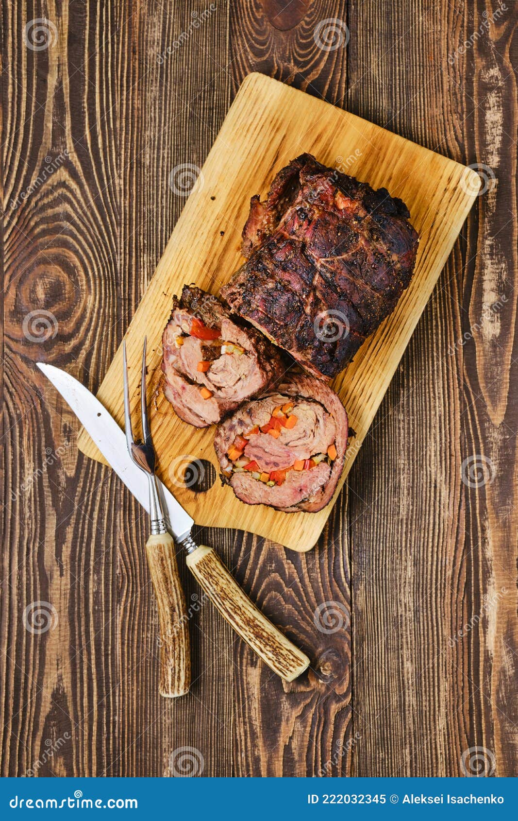 Overhead View of Baked with Vegetables Beef Roll Stock Image - Image of ...