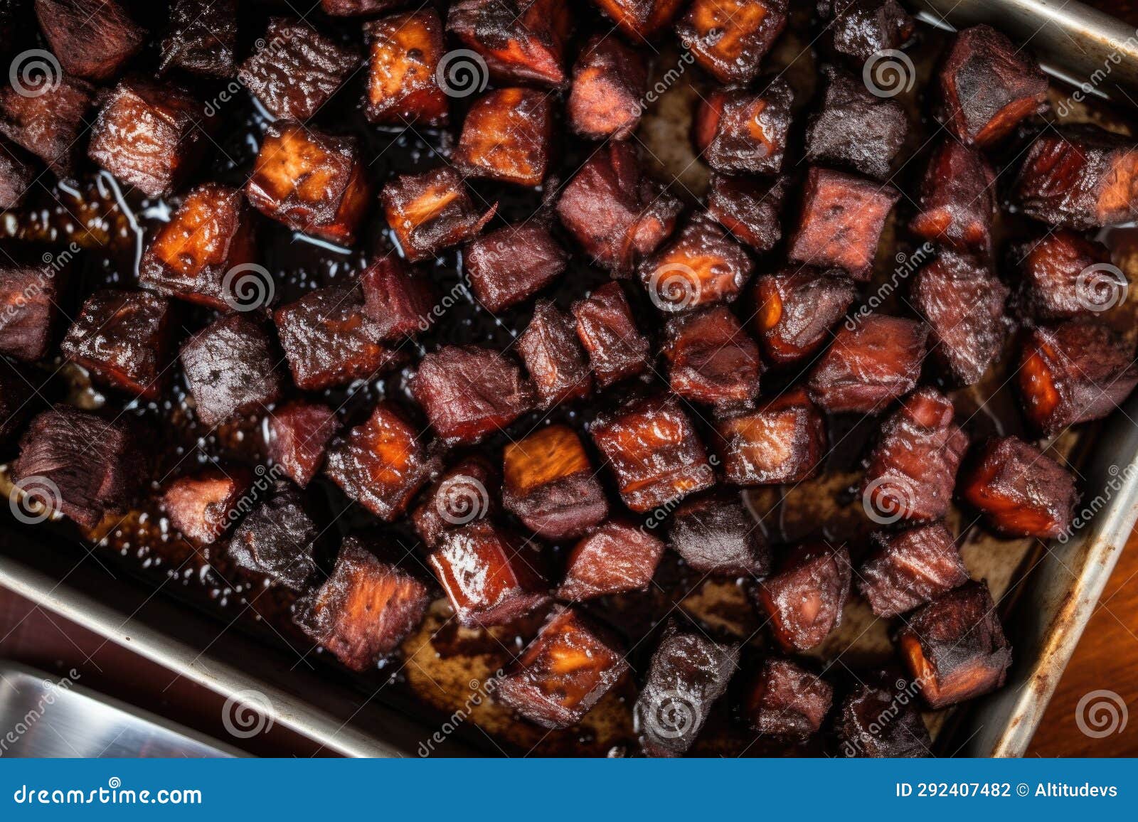 Overhead View of Bbq Burnt Ends Offset on a Steel Tray Stock Photo ...