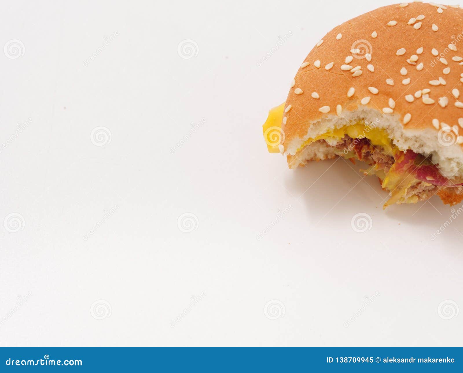 Fast Food Bitten Burger on White Background Stock Image - Image of ...