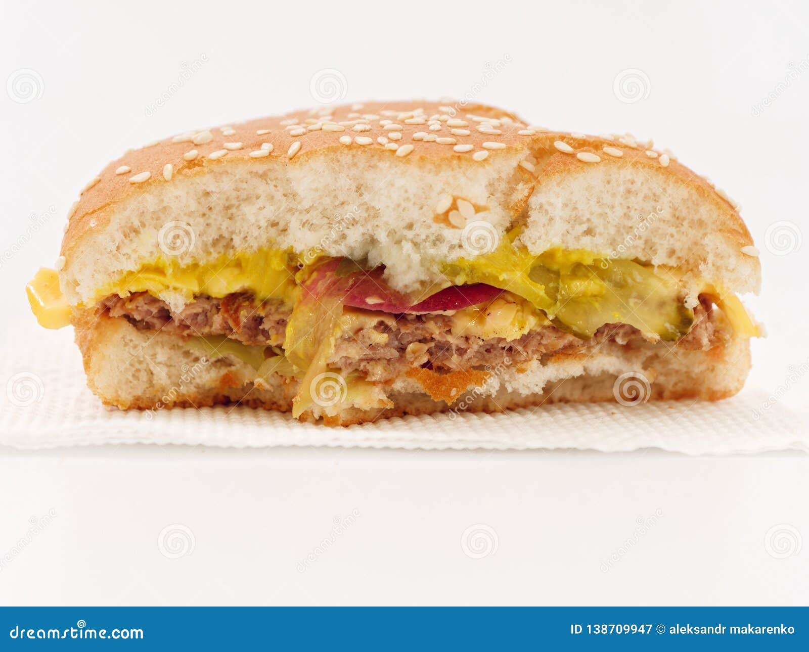 Fast Food Bitten Burger on White Background Stock Image - Image of ...