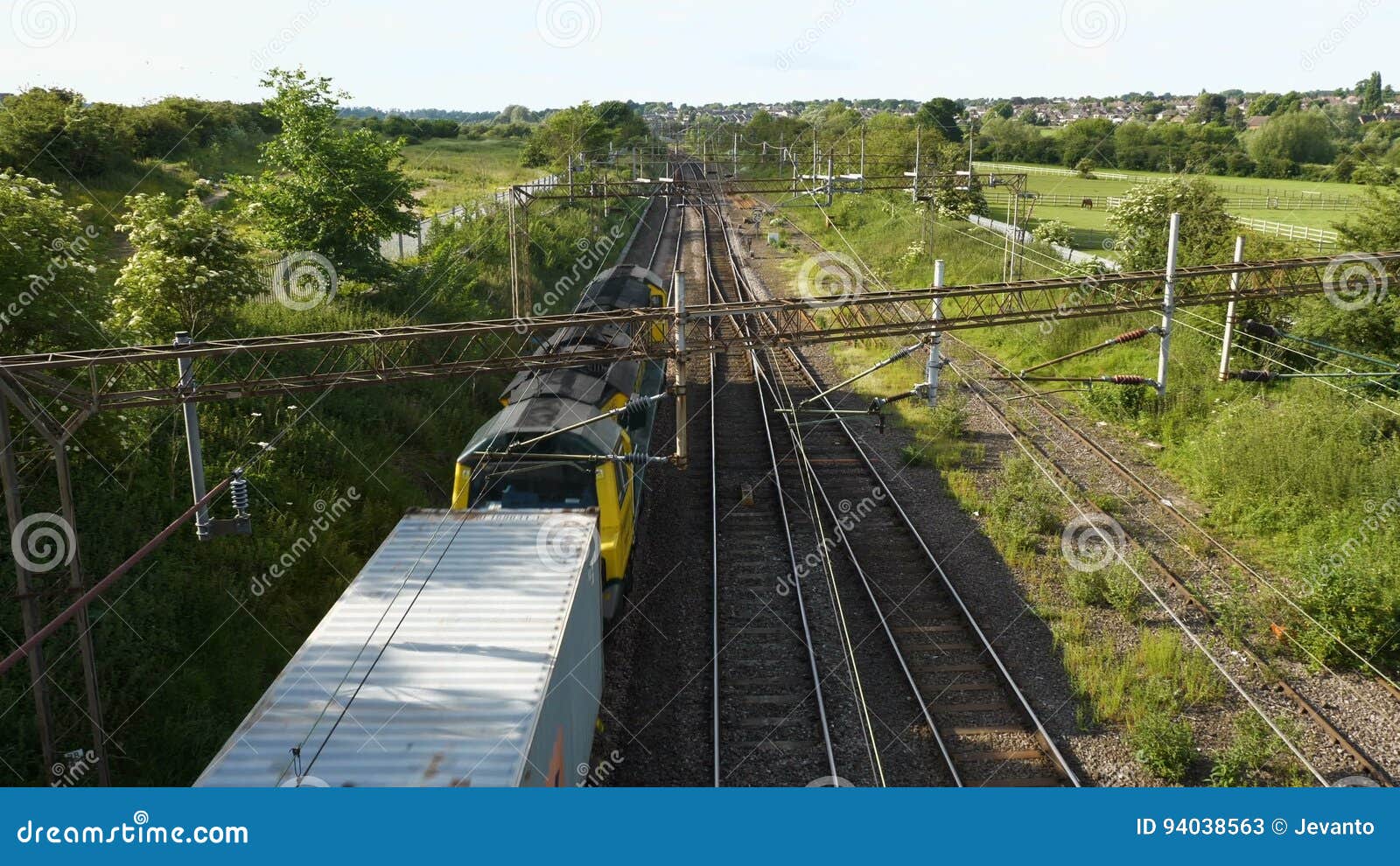 Overhead View of Cargo Train on Railway Tracks Stock Video - Video of ...