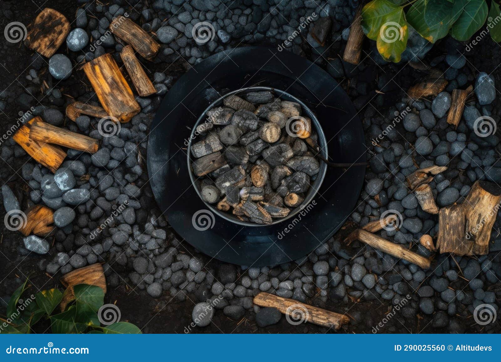 Overhead View of Charred Logs and Ashes in Fire Pit Stock Photo - Image ...