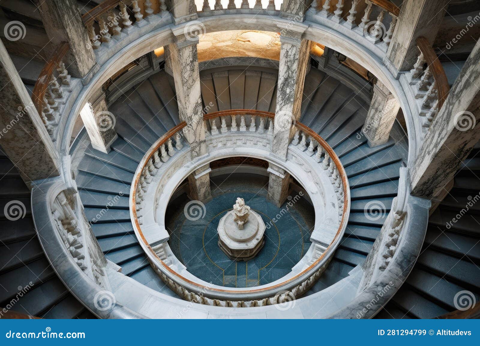 Overhead View of a Circular Marble Staircase Stock Image - Image of ...