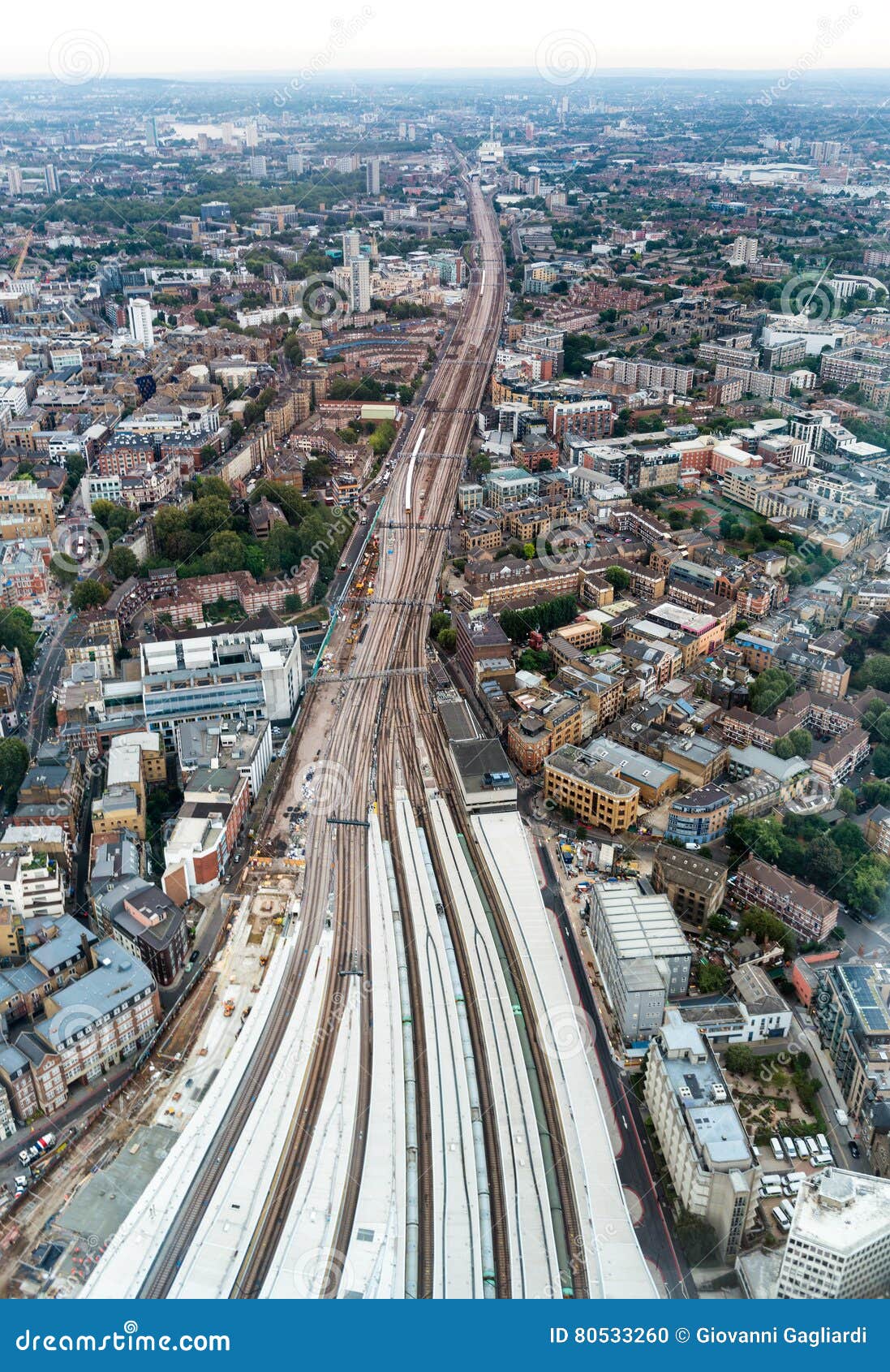 Overhead View of City Train Station Stock Photo - Image of public ...