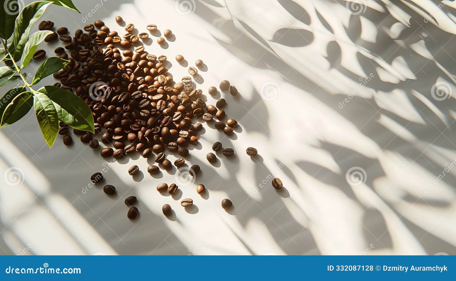 An Overhead View of Coffee Beans Stacked on a White Surface Stock Photo ...