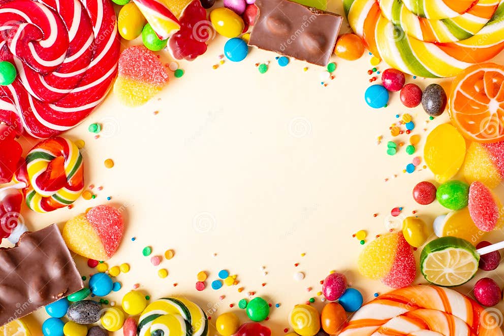 Overhead View of Colorful Array of Different Childs Sweets Stock Image ...
