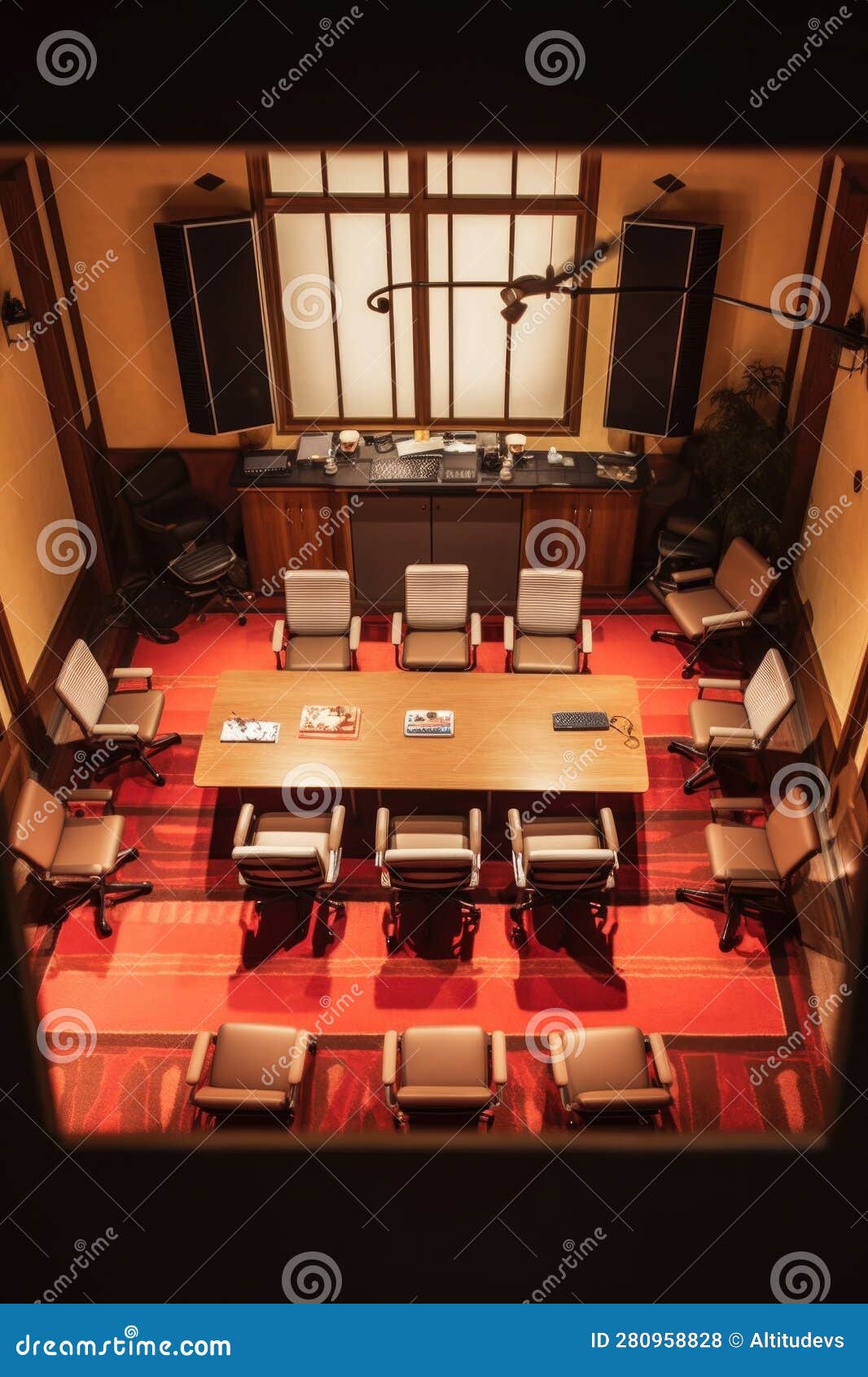 Overhead View of Conference Room with Chairs and Projector Stock ...