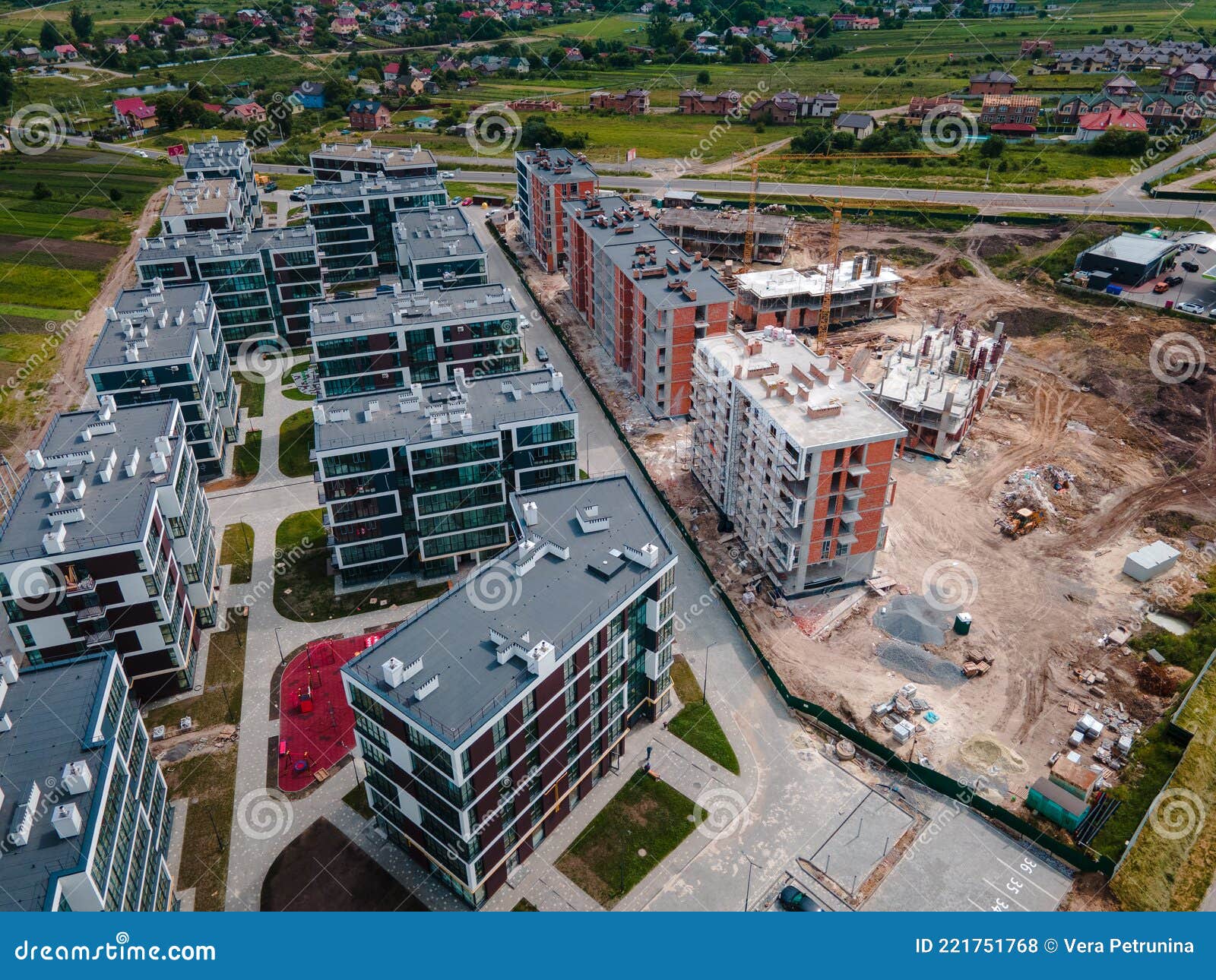 Overhead View of Construction Site Apartments Building Stock Photo ...