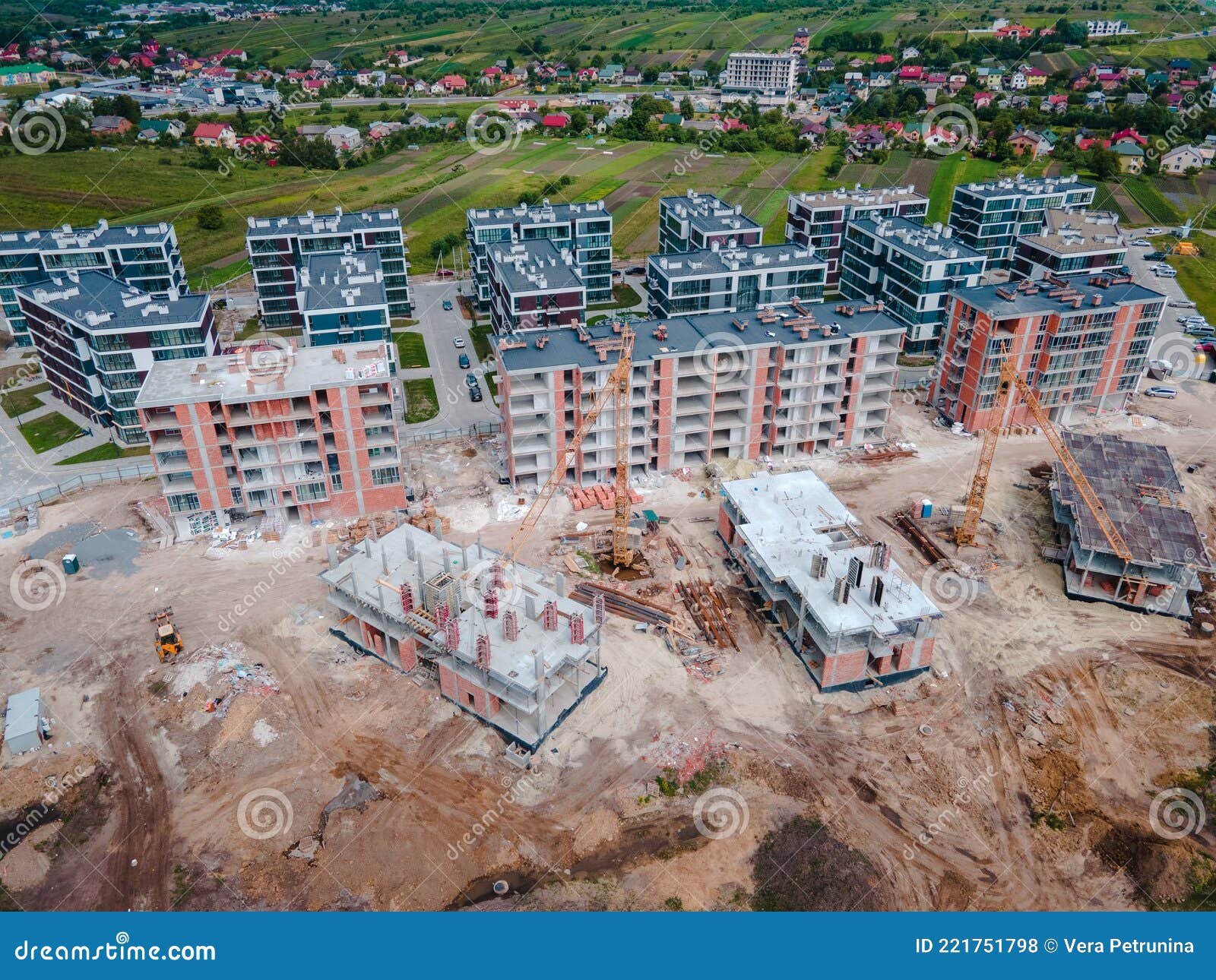 Overhead View of Construction Site Apartments Building Stock Photo ...