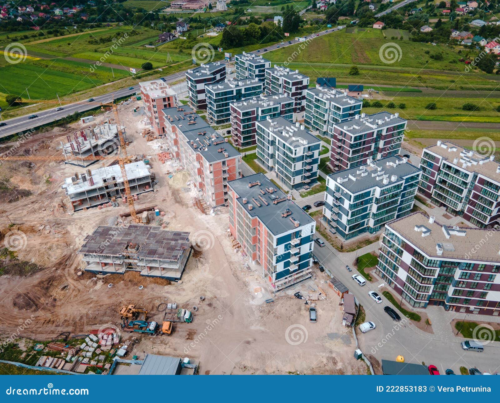 Overhead View of Construction Site Apartments Building Stock Image ...