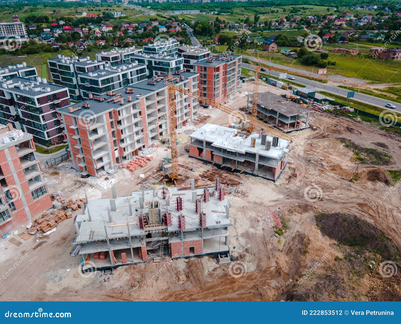Overhead View of Construction Site Apartments Building Stock Photo ...
