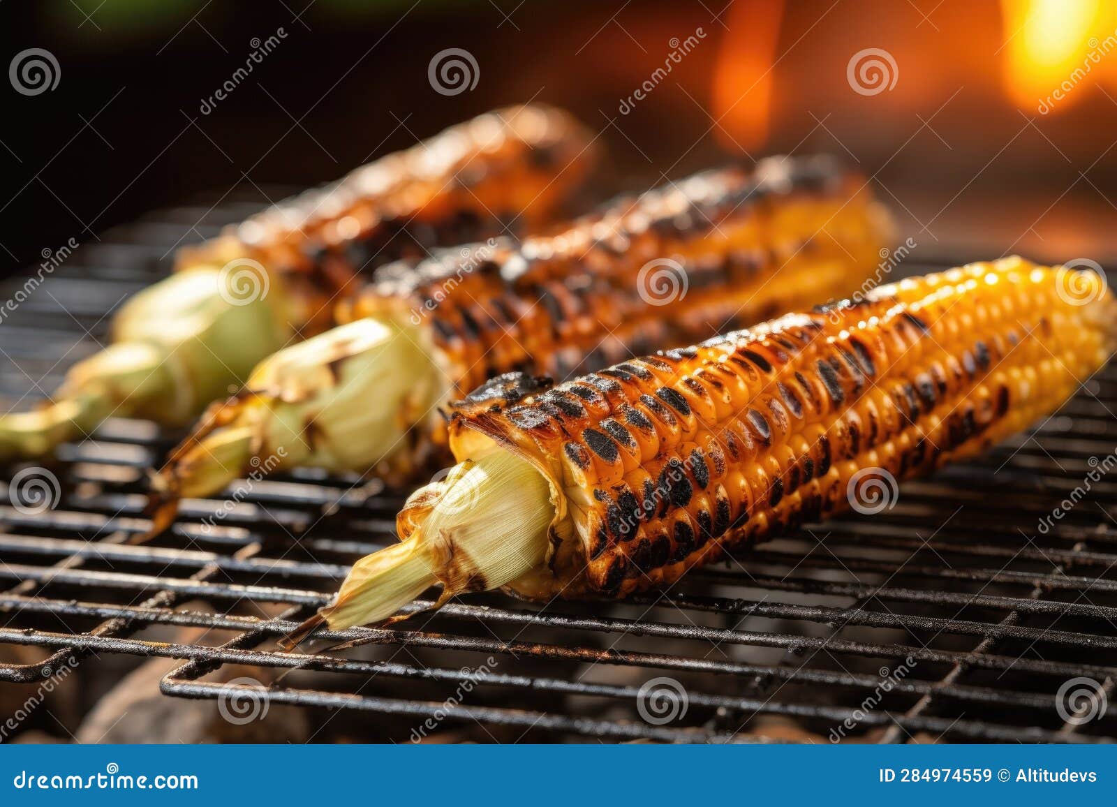 Overhead View of Corn Cobs on a Bbq Grill Stock Illustration ...