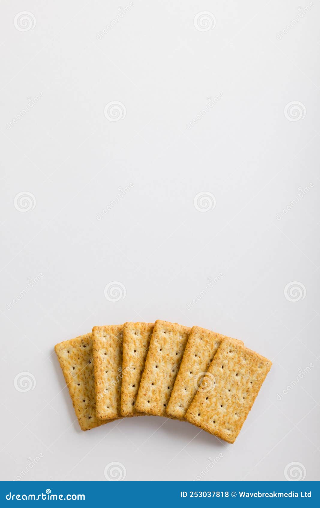 Overhead View of Crackers on White Background with Copy Space Stock ...