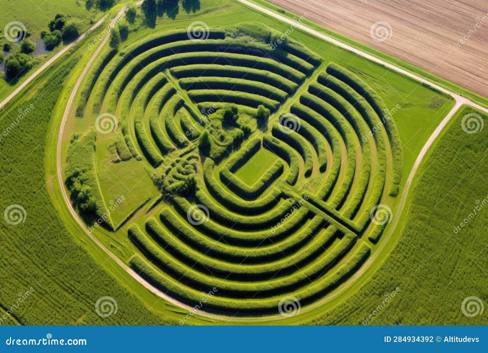 Overhead View of a Crop Circle Maze Pattern Stock Illustration ...