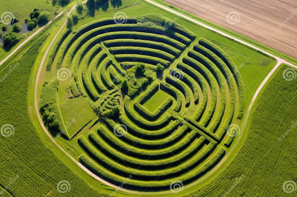 Overhead View of a Crop Circle Maze Pattern Stock Photo - Image of ...