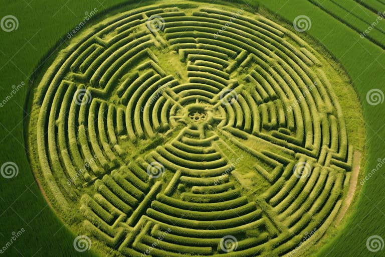 Overhead View of a Crop Circle Maze Pattern Stock Image - Image of ...