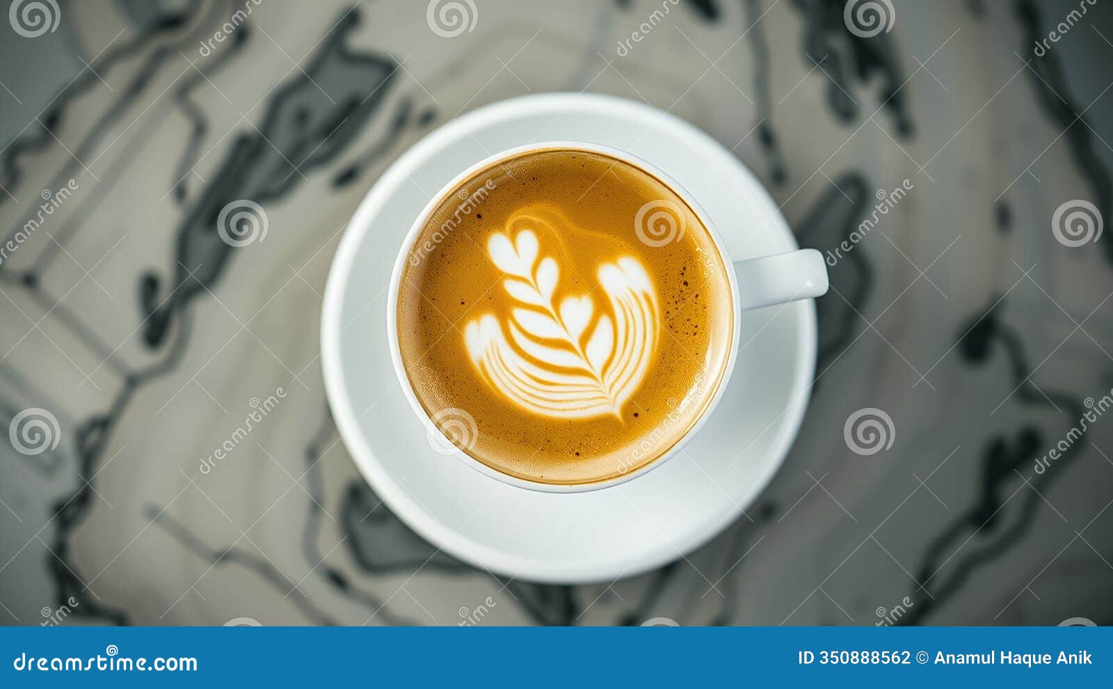 Overhead View of a Cup of Coffee with Latte Art Stock Illustration ...