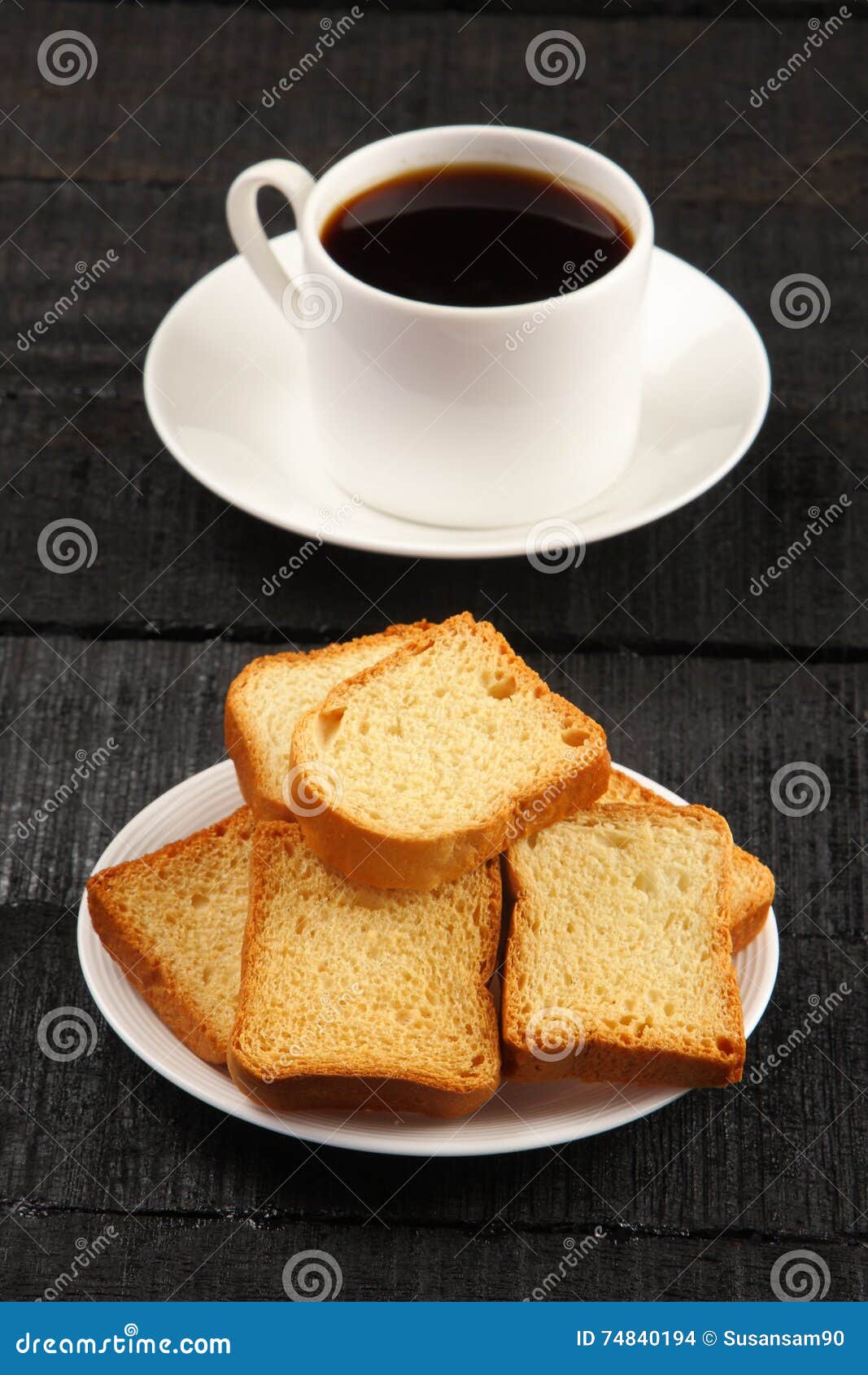 Overhead View-Cup Coffee, Rusks, Stock Photo - Image of food, healthy ...