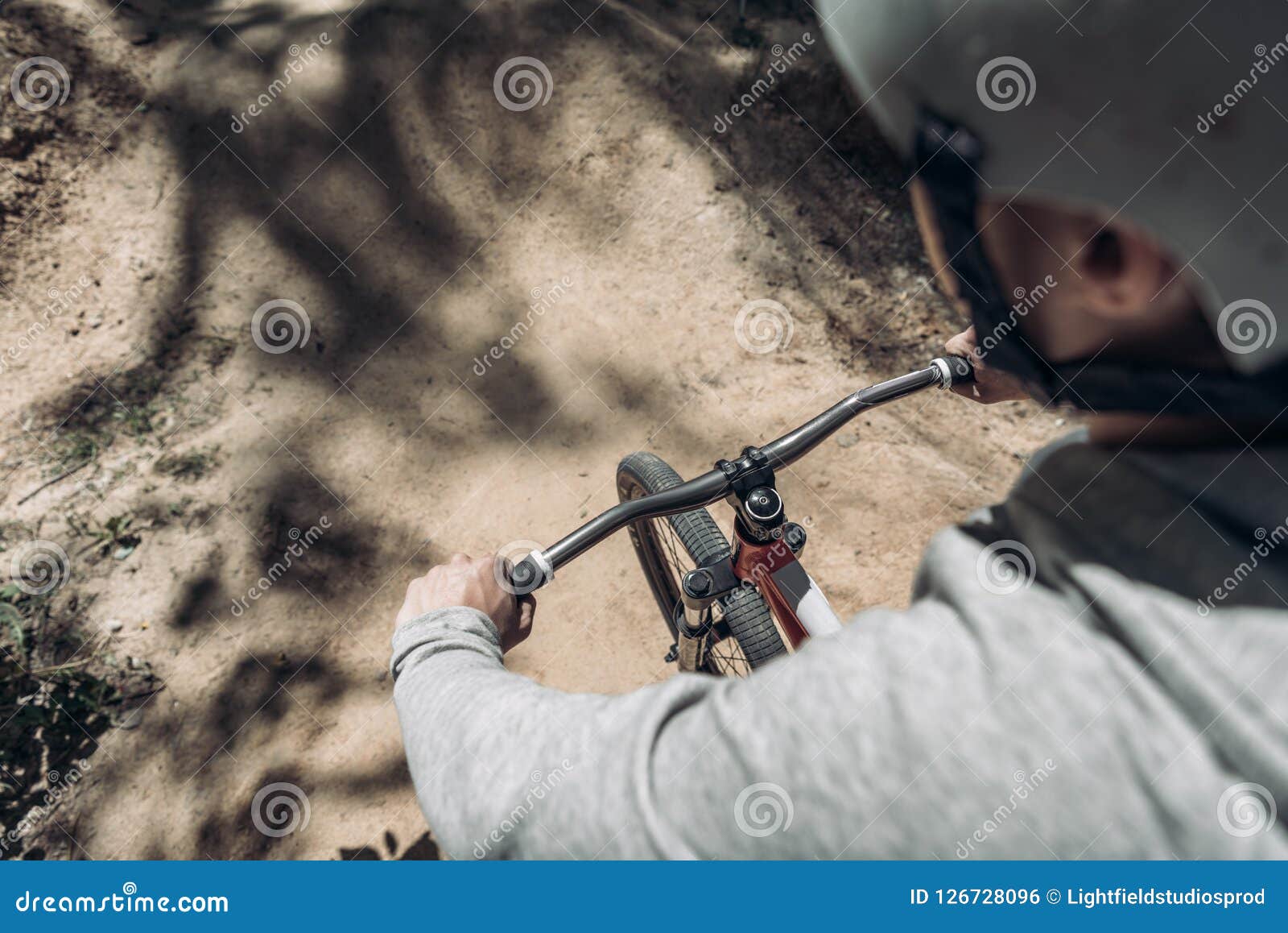 Overhead View of Cyclist Riding Stock Photo - Image of people, alone ...