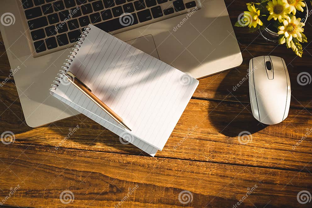Overhead view of an desk stock photo. Image of studio - 58191078
