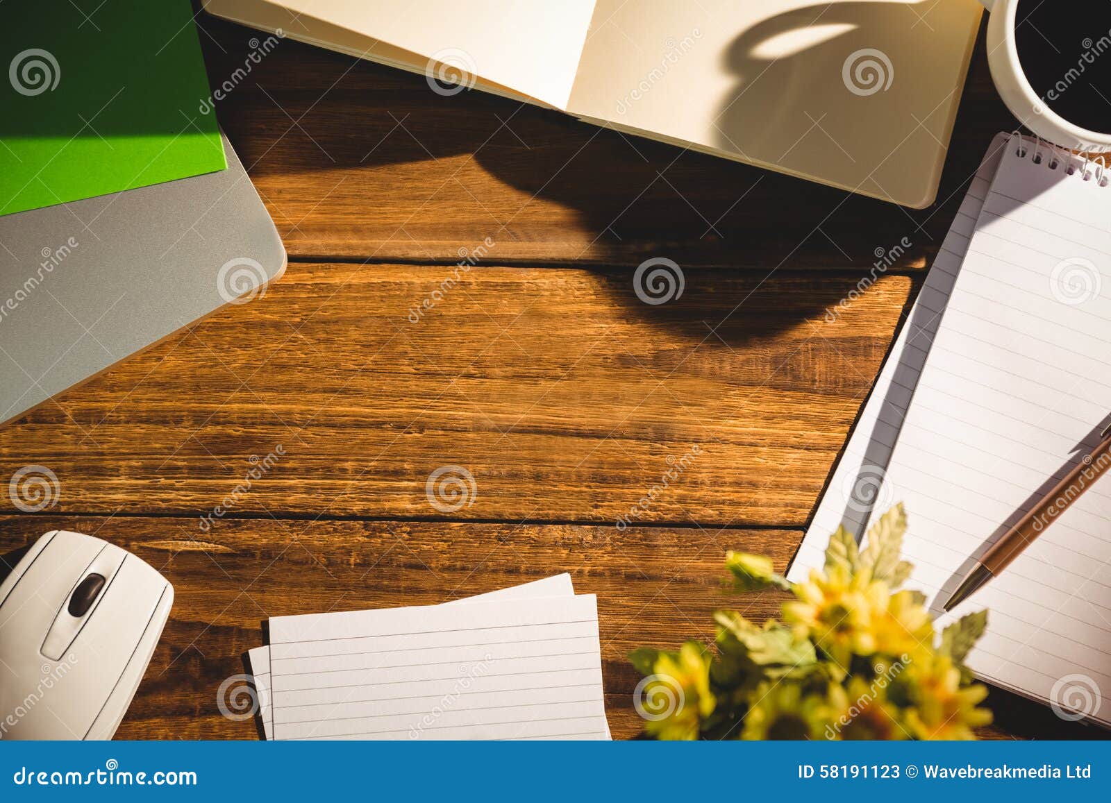 Overhead view of an desk stock image. Image of desk, computer - 58191123