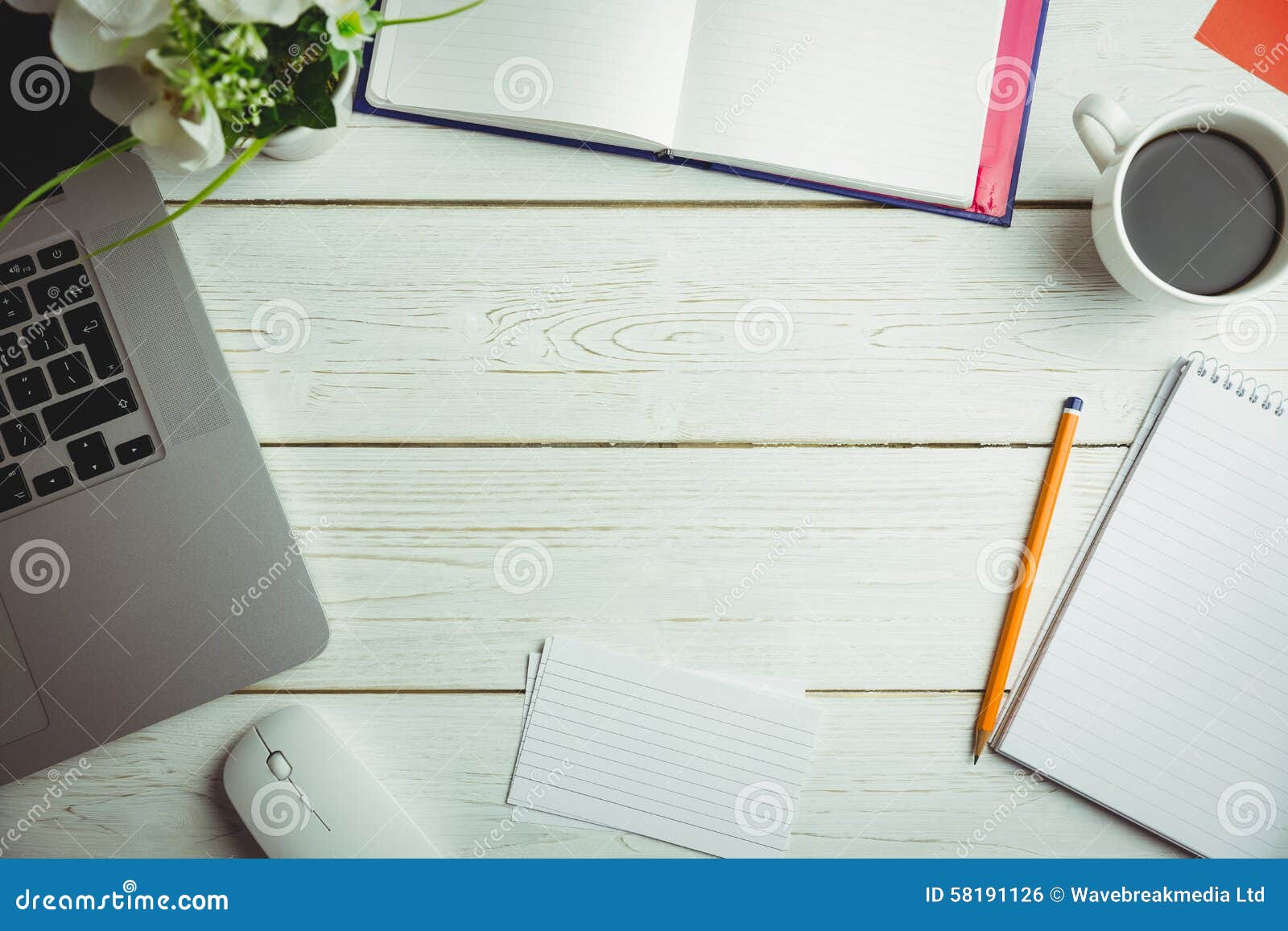 Overhead view of an desk stock photo. Image of shot, notebook - 58191126