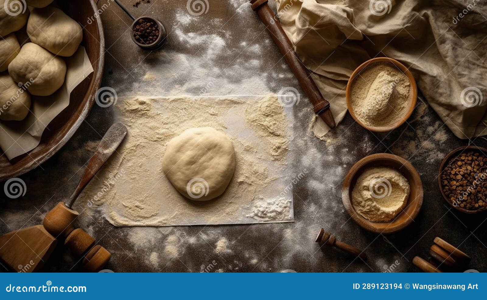 Overhead View of Dough on Kitchen Counter Generative AI Stock ...