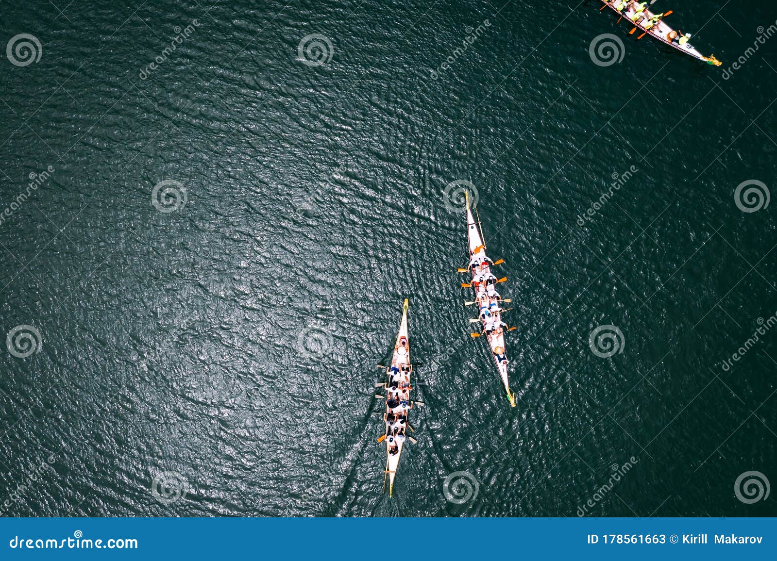Overhead View of Dragon Boat Races on a Lake Stock Image - Image of ...