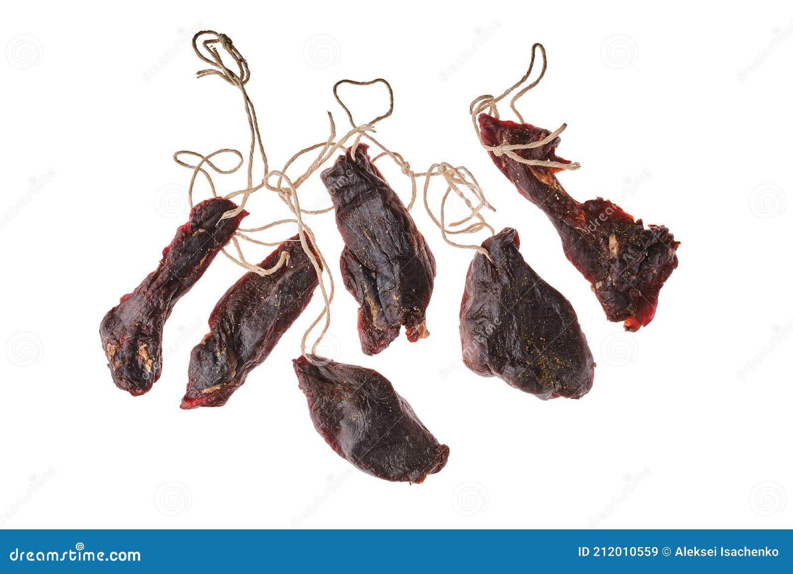 Overhead View of Dried Jerked Deer or Venison Meat Isolated on White ...