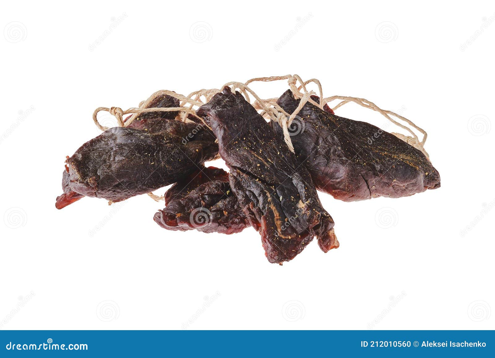 Overhead View of Dried Jerked Deer or Venison Meat Isolated on White ...
