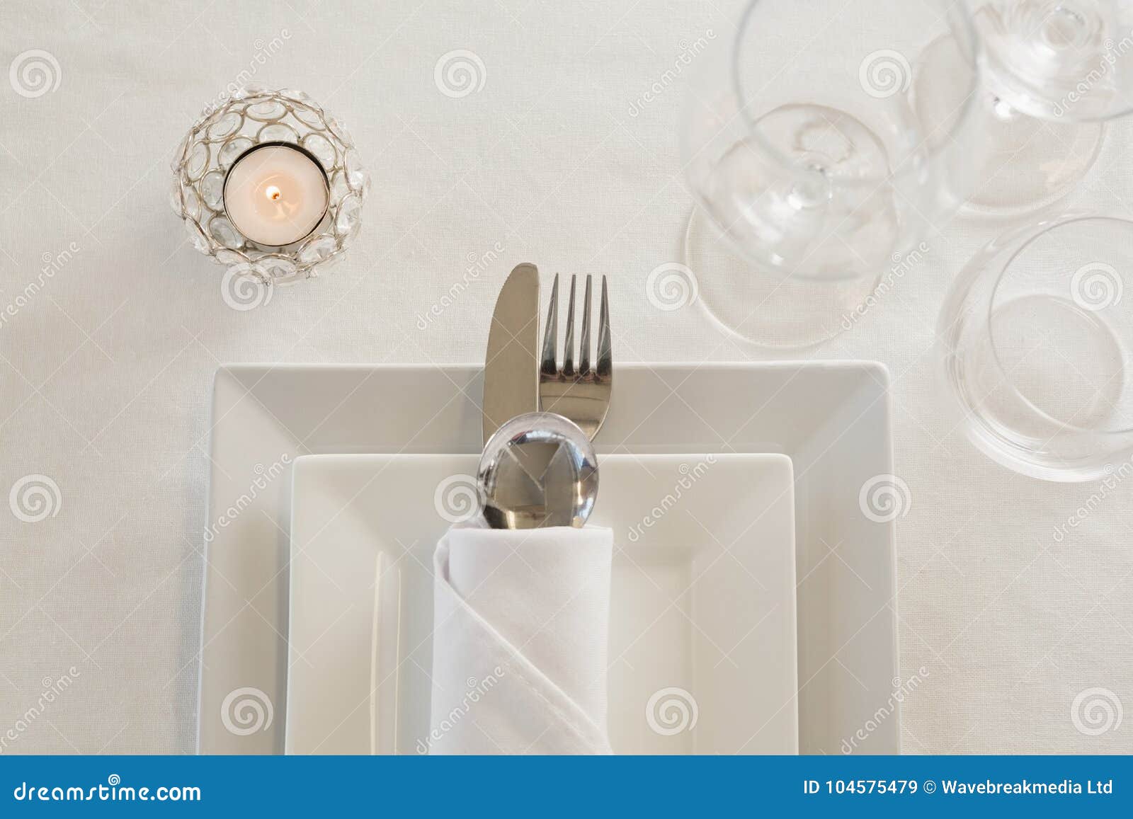 Overhead View of Elegant Table Setting Stock Image - Image of steel ...